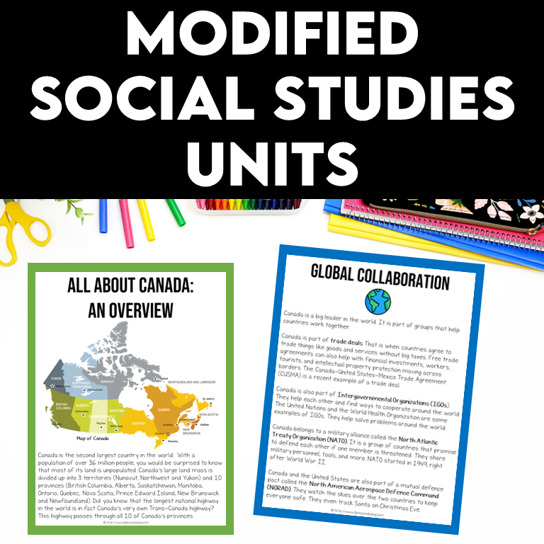 Modified Social Studies Units – 2 Peas and a Dog