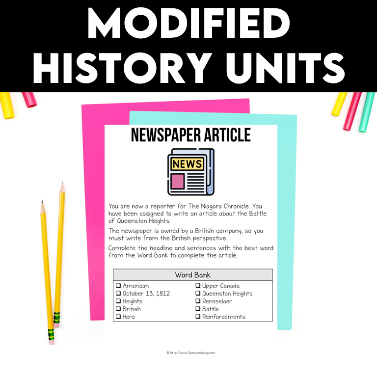 Modified History Units – 2 Peas and a Dog
