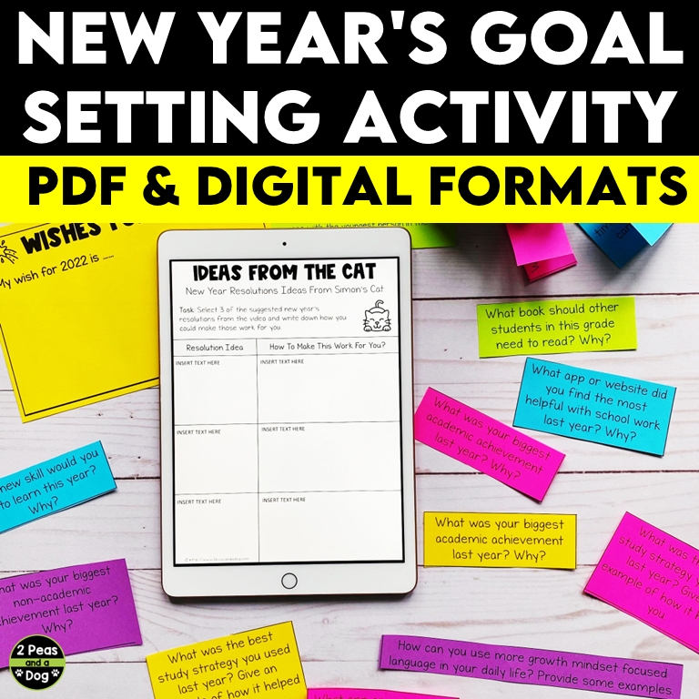 New Year's Goal Setting Activity and Reflection Sheets – 2 Peas and a Dog