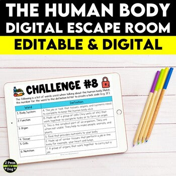 Human Body Digital Escape Room, Human Body Systems 5th Grade – 2 Peas ...